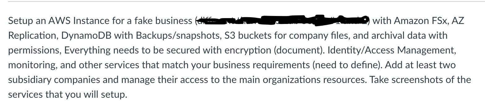 Solved Setup an AWS Instance for a fake business with Amazon | Chegg.com