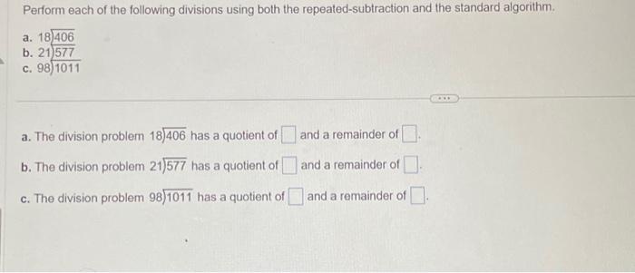 Solved Perform each of the following divisions using both | Chegg.com