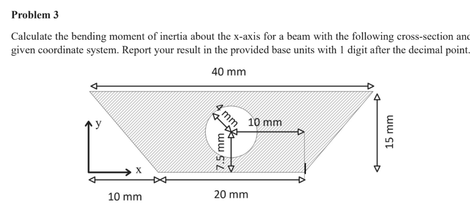 Solved Problem 3 ﻿Calculate the bending moment of inertia | Chegg.com