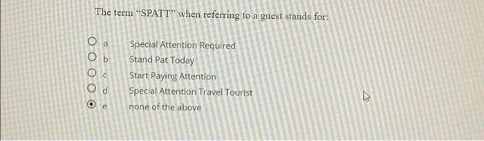 Solved room divison The term "SPATT" when referring to a | Chegg.com
