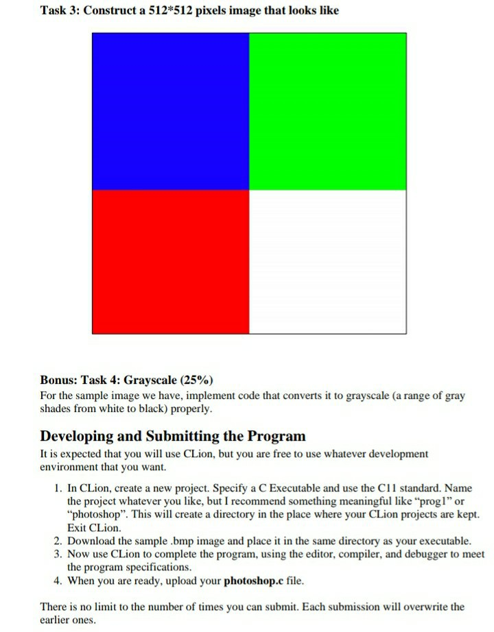 For this program, you will implement a BMP image | Chegg.com