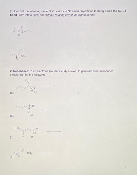 Solved (d) Convert the following skeletal structures to | Chegg.com