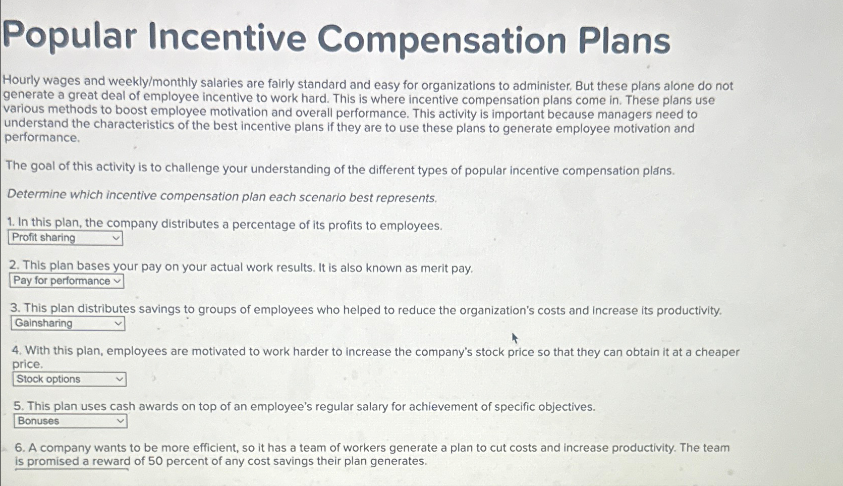 Solved Popular Incentive Compensation PlansHourly wages and | Chegg.com