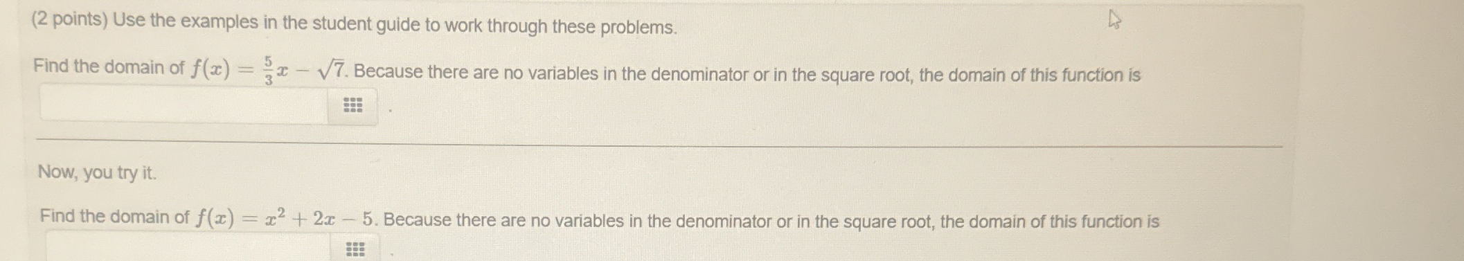 Solved (2 ﻿points) ﻿Use the examples in the student guide to | Chegg.com