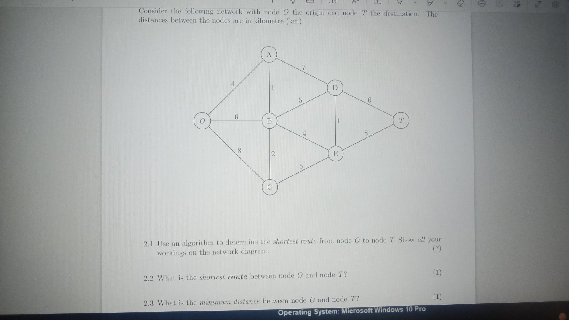 Solved Consider the following network with node O the origin | Chegg.com