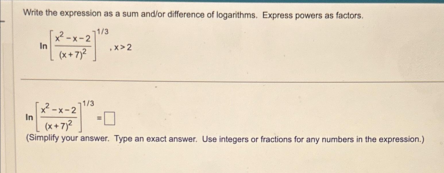 Solved Write the expression as a sum and/or difference of | Chegg.com