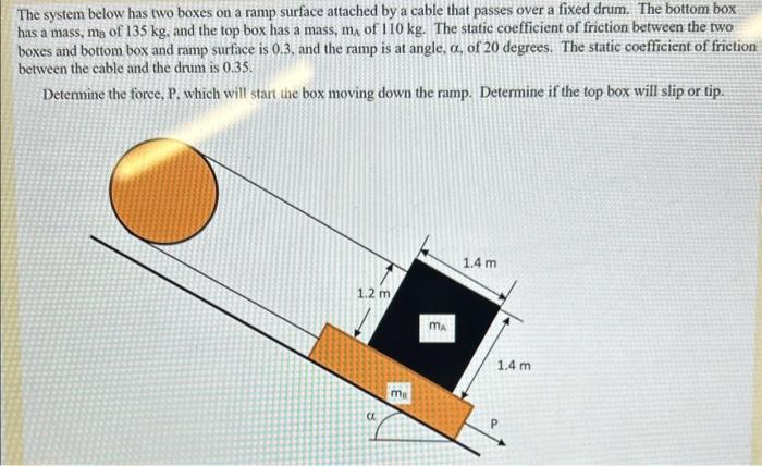 Solved The system below has two boxes on a ramp surface | Chegg.com