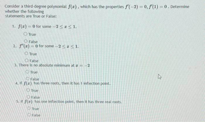 Solved Consider a third-degree polynomial f(x), which has | Chegg.com