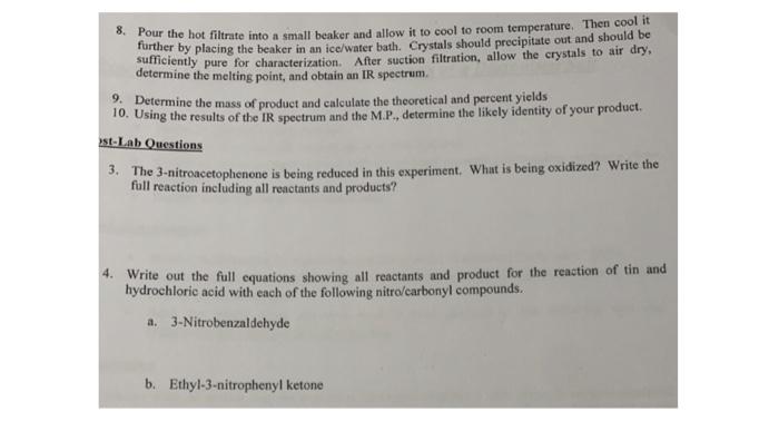 Solved In Experiment 43 A you performed a reduction of | Chegg.com