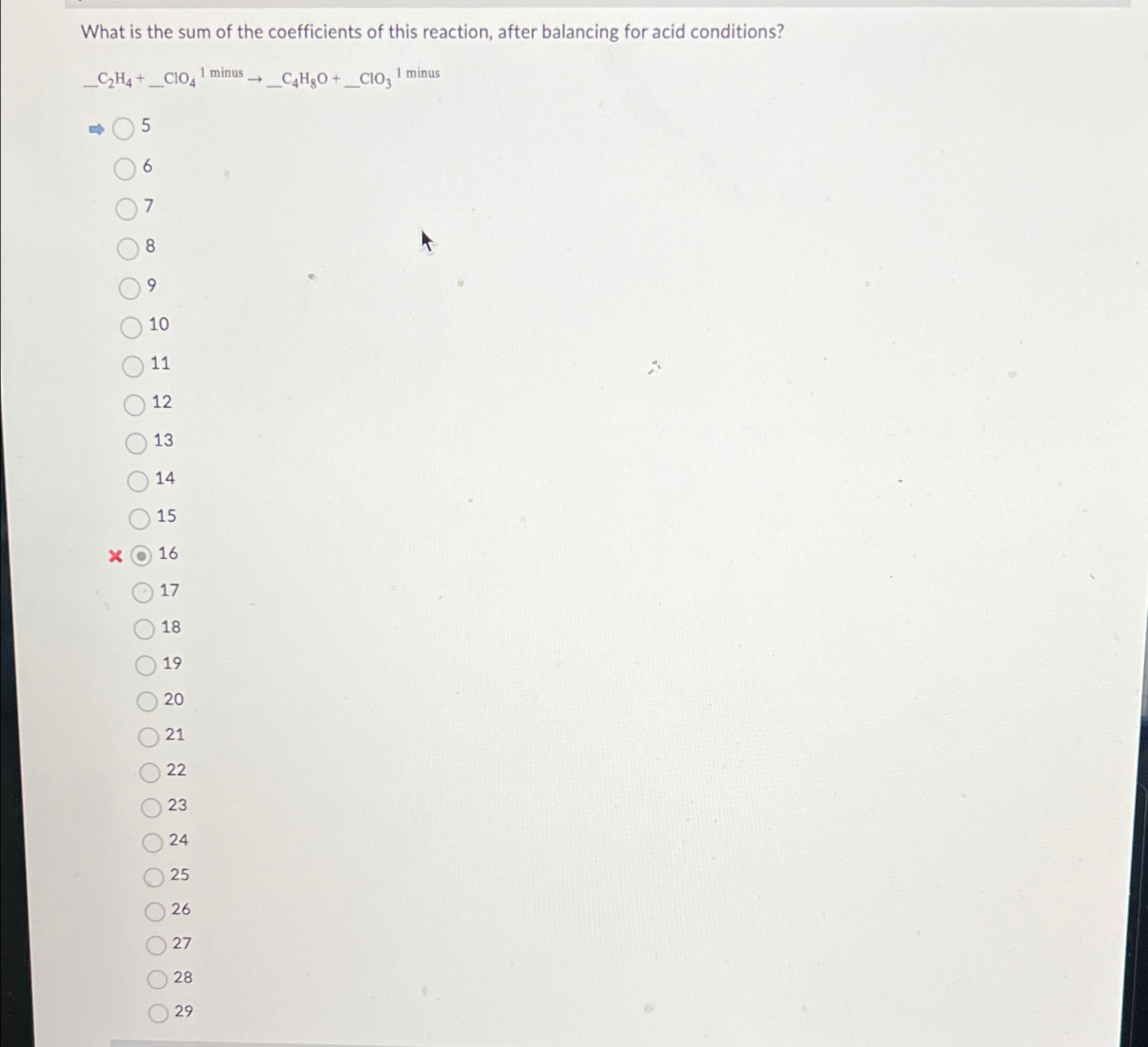 Solved What is the sum of the coefficients of this reaction, | Chegg.com
