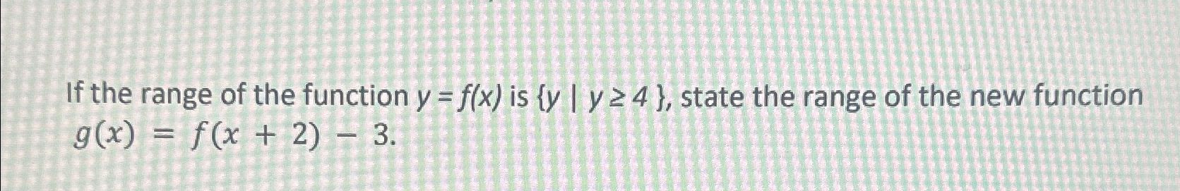 Solved If the range of the function y=f(x) ﻿is {y|y≥4}, | Chegg.com