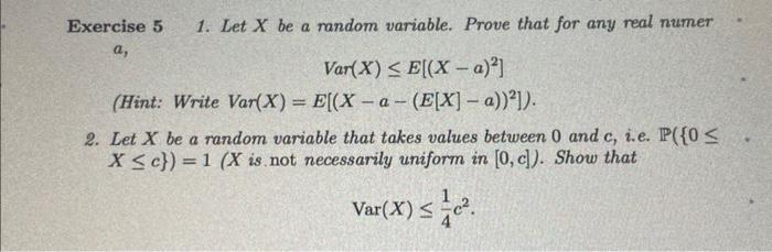 Solved Xxercise 5 1 Let X Be A Nandom Variable Prove That 0996