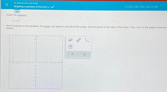 Solved Graph the parabola. y=3x2 Plot five points on the | Chegg.com