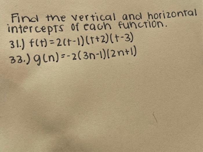 Solved Find the vertical and horizontal intercepts of each | Chegg.com