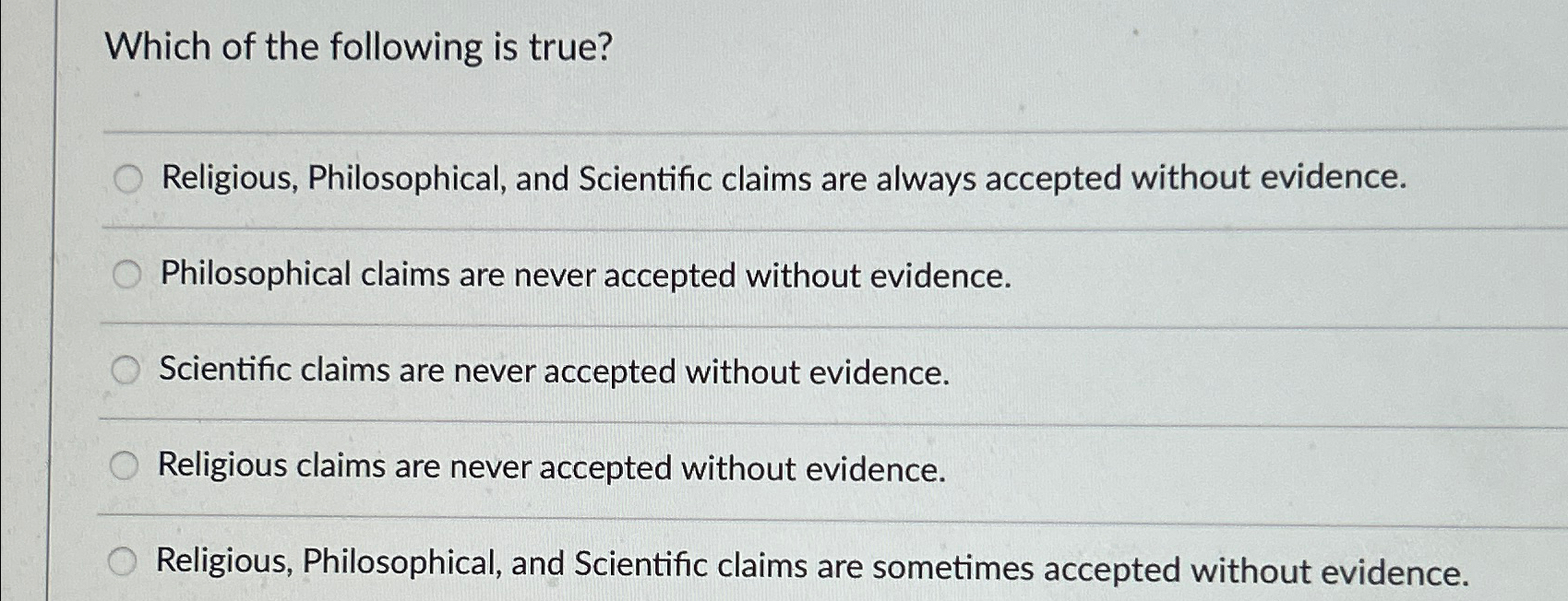 Solved Which of the following is true?Religious, | Chegg.com