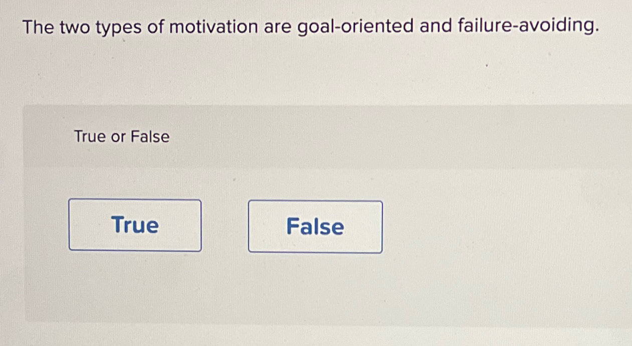Solved The two types of motivation are goal-oriented and | Chegg.com