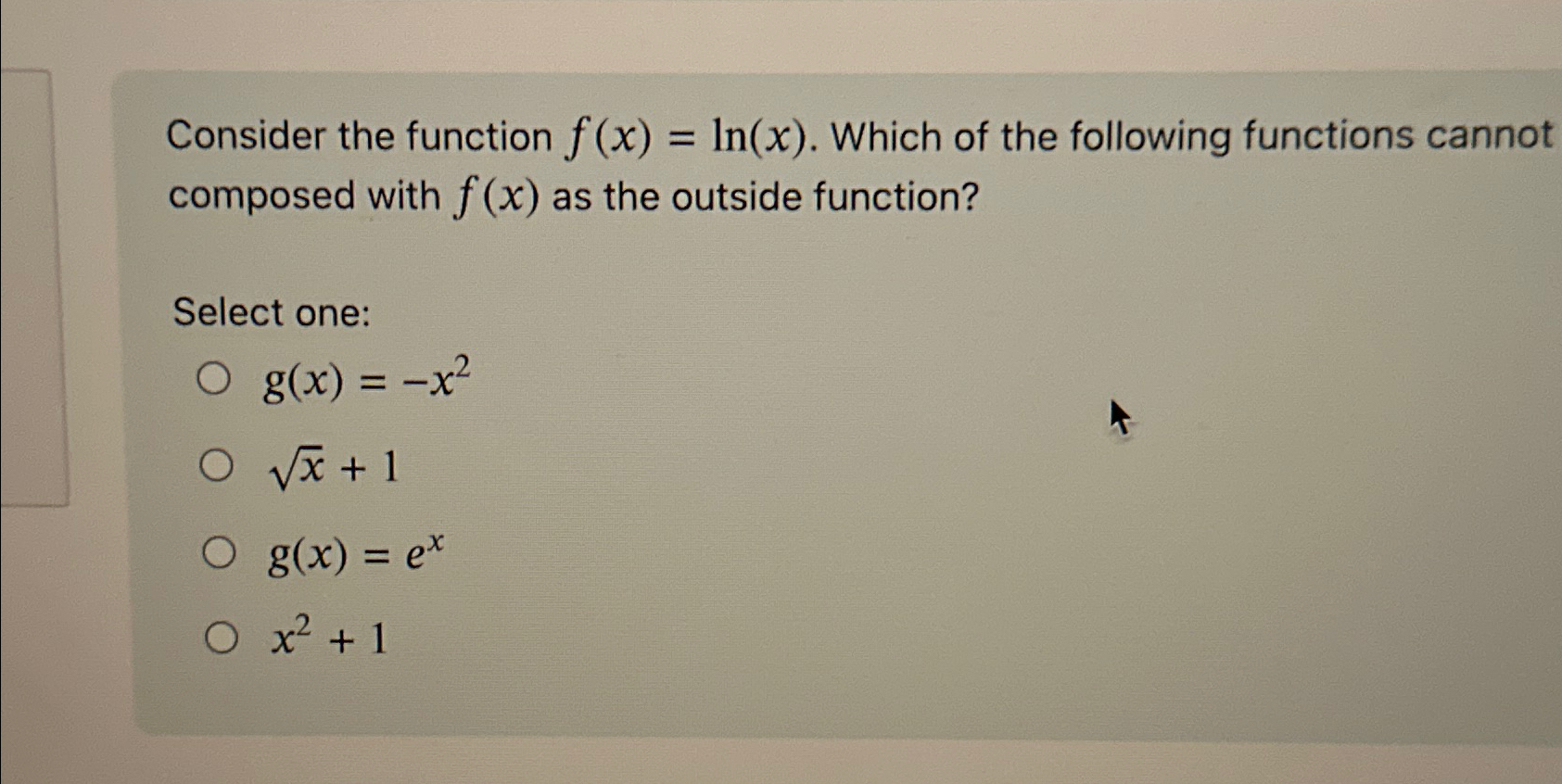 Solved Consider the function f(x)=ln(x). ﻿Which of the | Chegg.com