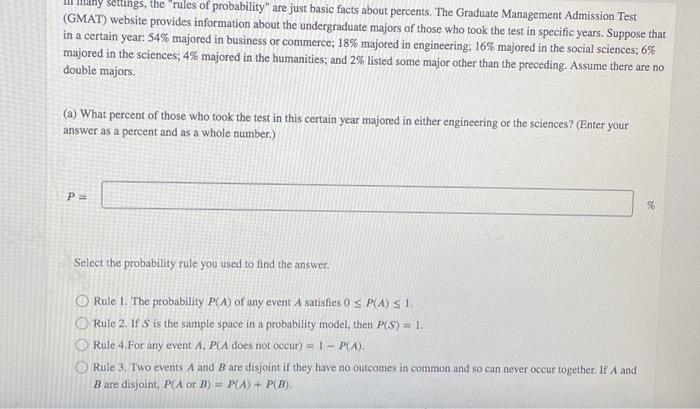 Solved settings, the "rules of probability" are just basic | Chegg.com