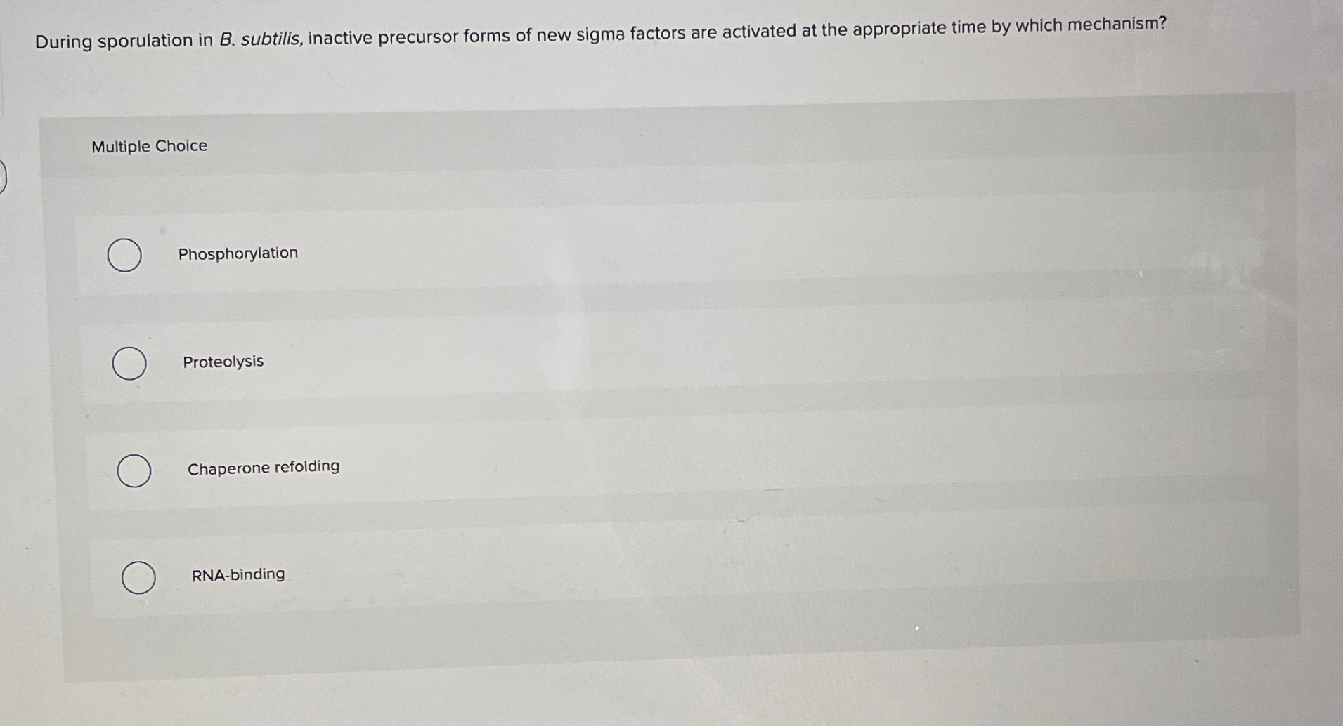 Solved During sporulation in B. ﻿subtilis, inactive | Chegg.com