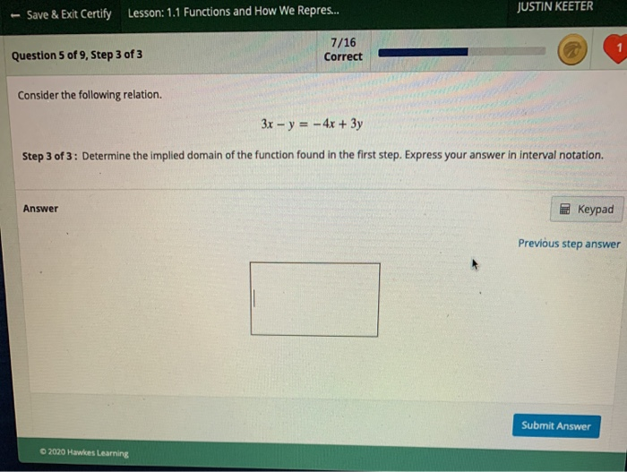 Solved Save & Exit Certify Lesson: 1.1 Functions and How We | Chegg.com