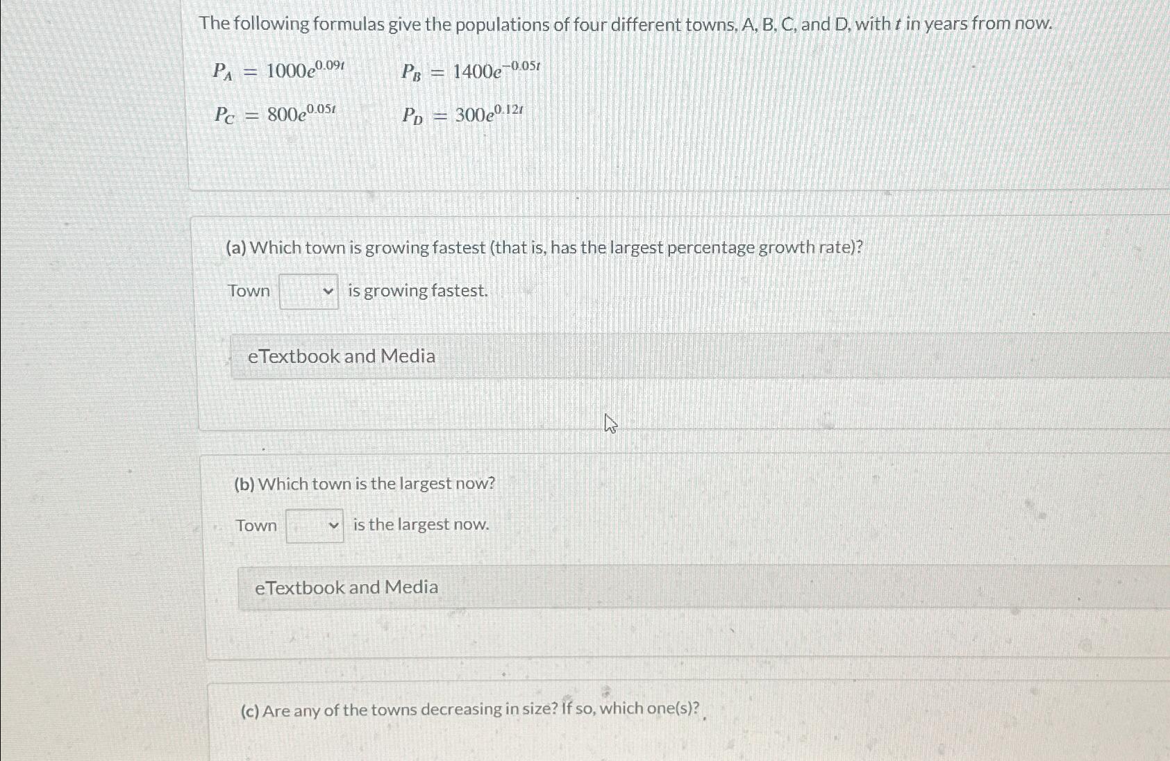 Solved The following formulas give the populations of four | Chegg.com