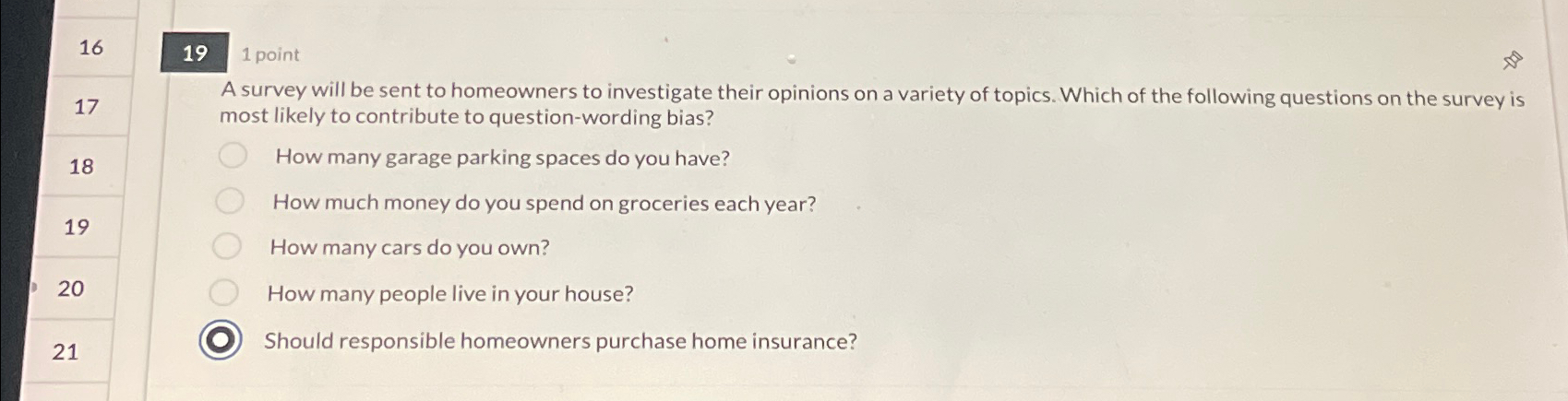 Solved 191 ﻿pointA survey will be sent to homeowners to | Chegg.com