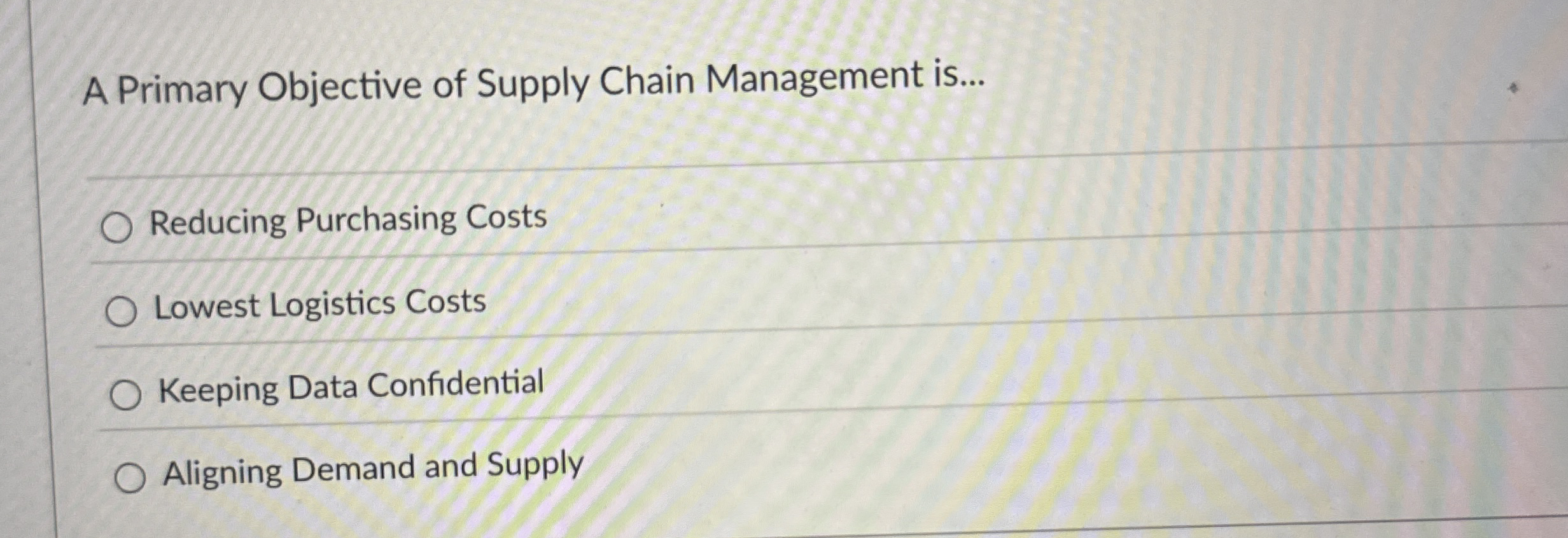 Solved A Primary Objective of Supply Chain Management | Chegg.com