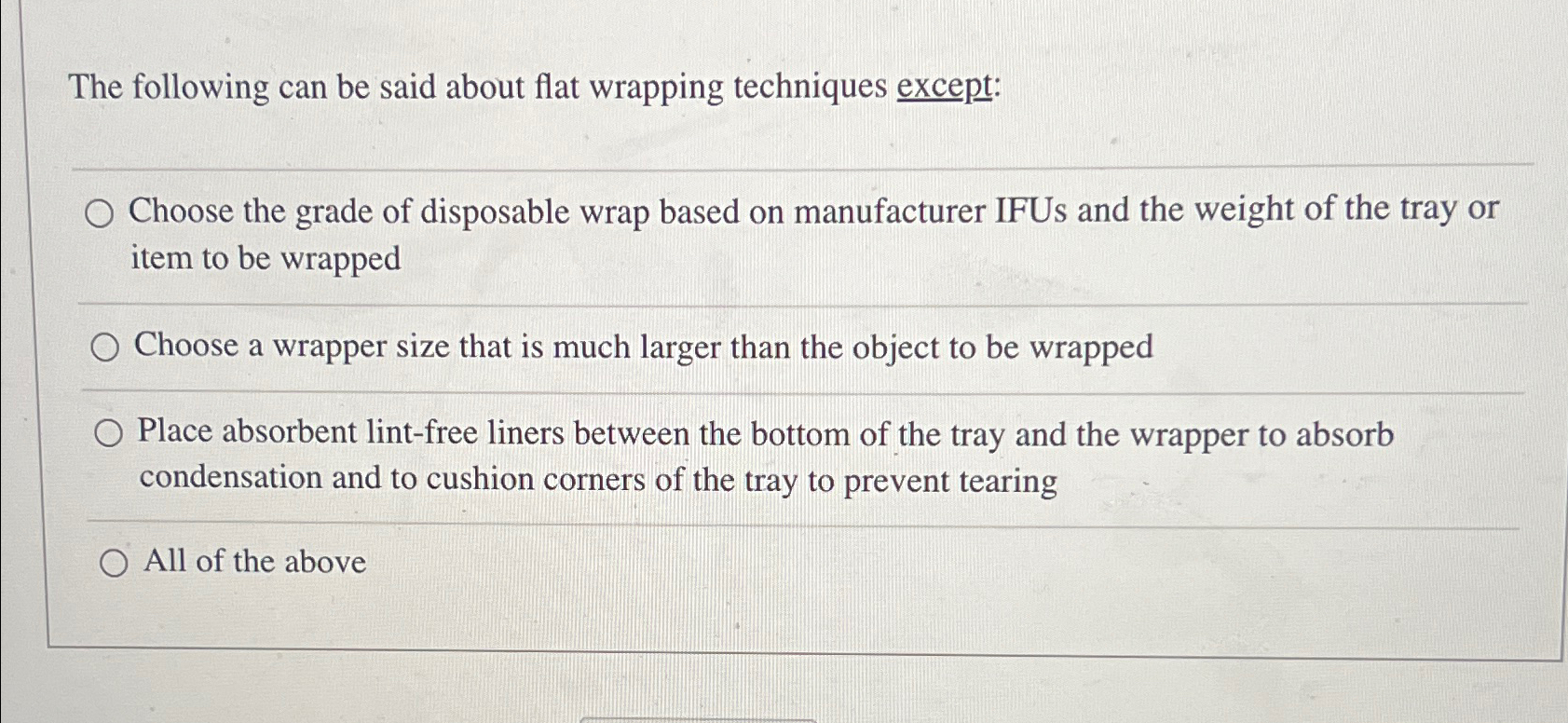 Solved The following can be said about flat wrapping | Chegg.com