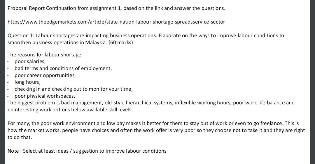 Solved Proposal Report Continuation from assignment 1 , | Chegg.com