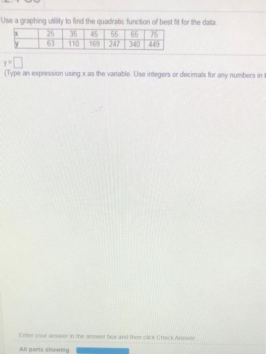 Solved Use a graphing utility to find the quadratic function | Chegg.com