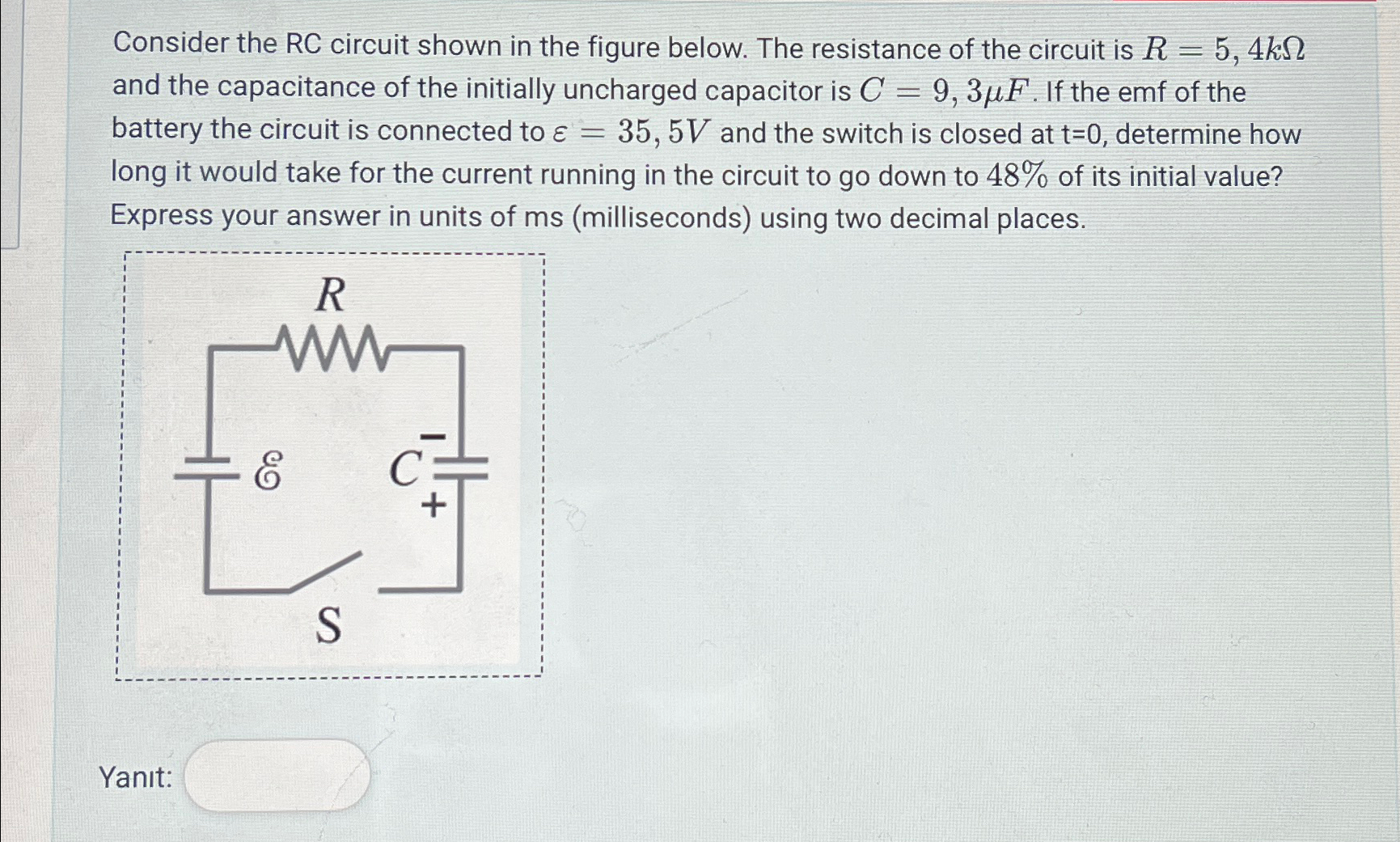 Solved Consider the RC circuit shown in the figure below. | Chegg.com