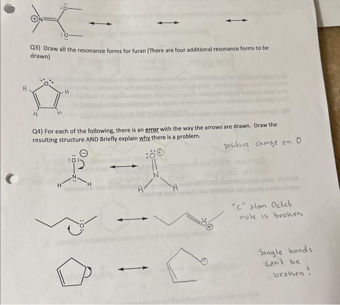 Solved Q3) Draw all the resonance forms for furan (There are | Chegg.com