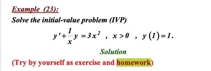 Solved Example (23): Solve the initial-value problem (IVP) 1 | Chegg.com