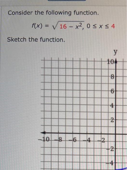 Solved Consider the following function. f(x) = 16 - x2,0 sxs | Chegg.com