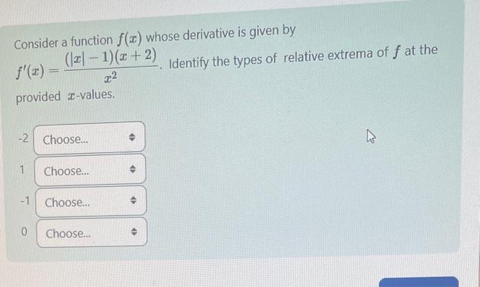 Solved Consider a function f(x) whose derivative is given by | Chegg.com