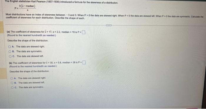 Solved The Eng ish statistician Kar Pearson (1857-1936) | Chegg.com