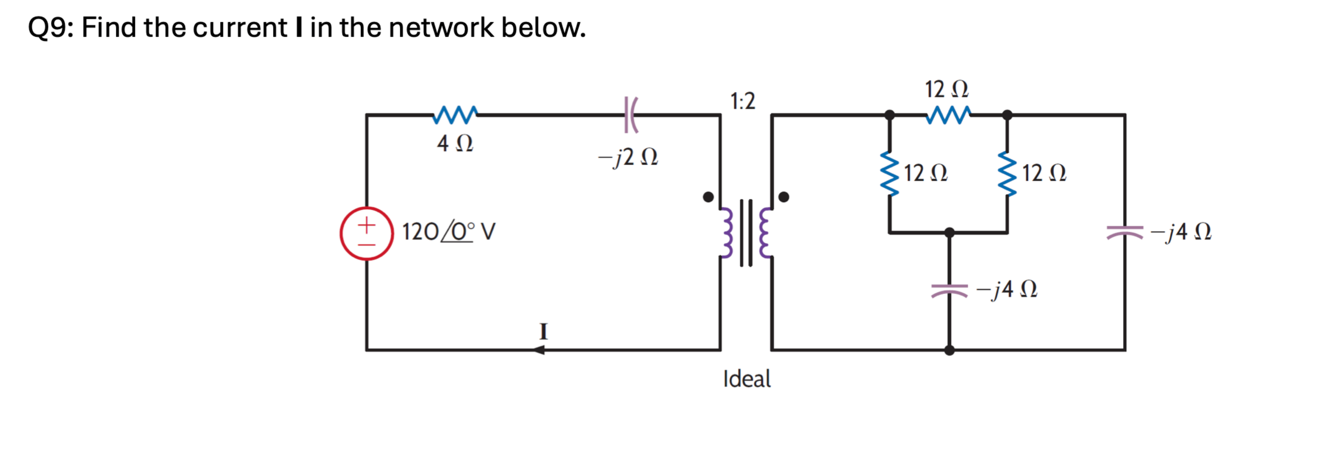 Solved Q9: Find the current I in the network below. | Chegg.com