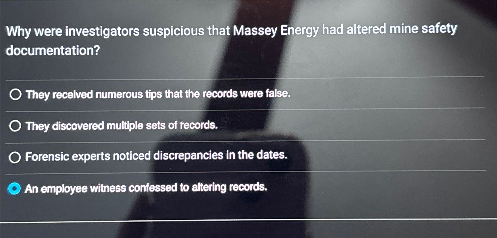 Solved Why were investigators suspicious that Massey Energy | Chegg.com