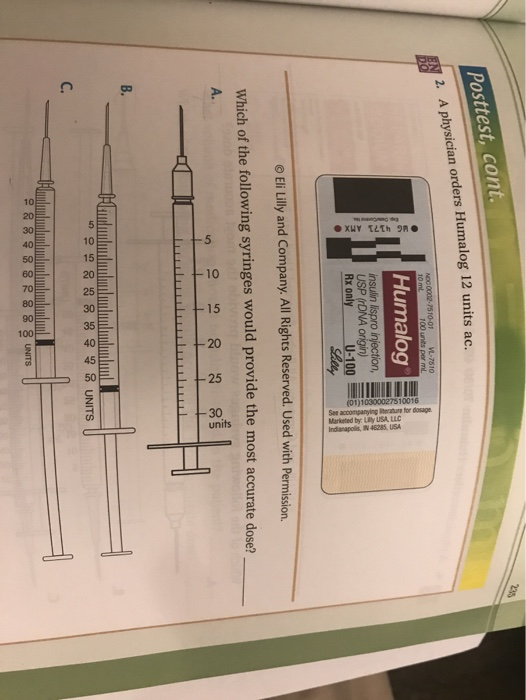 Solved Posttest, cont. NOO 00027510-01 VL-7510 10 ml 100 | Chegg.com