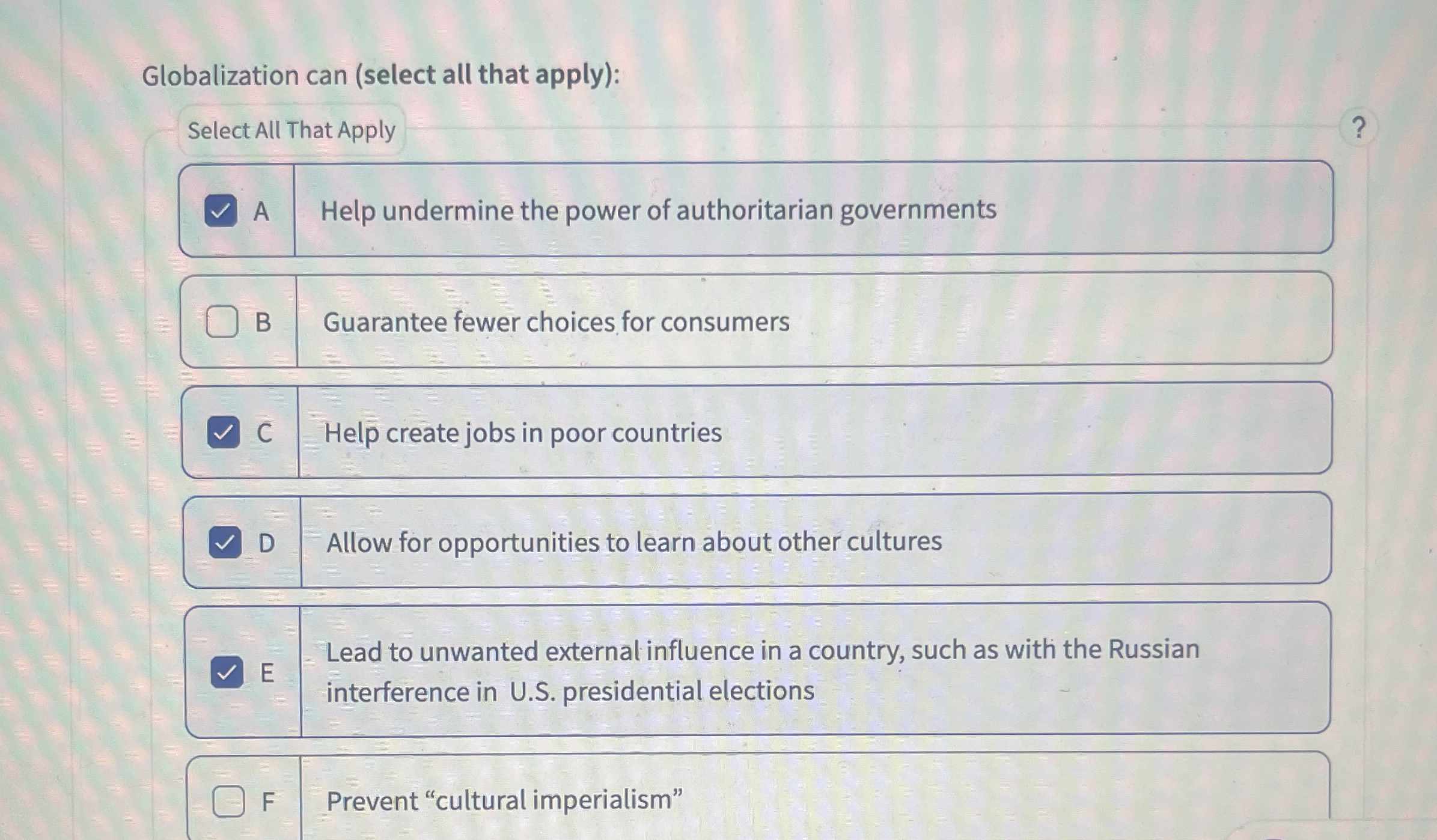 Solved Globalization can (select all that apply):Select All | Chegg.com