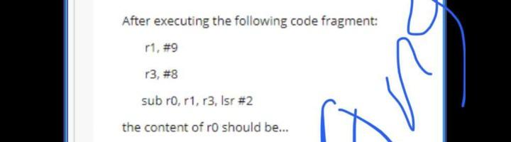 Solved U After executing the following code fragment: r1, #9 | Chegg.com
