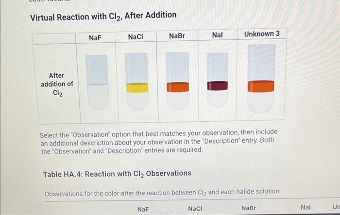 Virtual AgNO3 Test Select the "Observation" option | Chegg.com