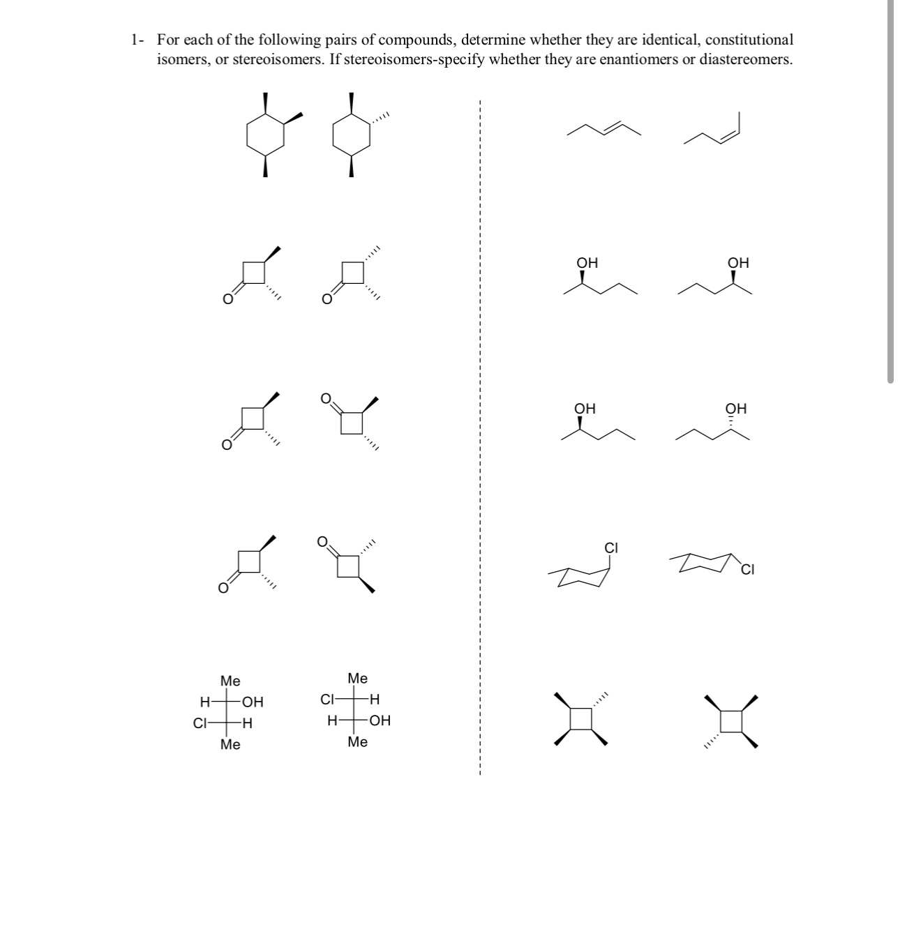 Solved 1- ﻿For each of the following pairs of compounds, | Chegg.com