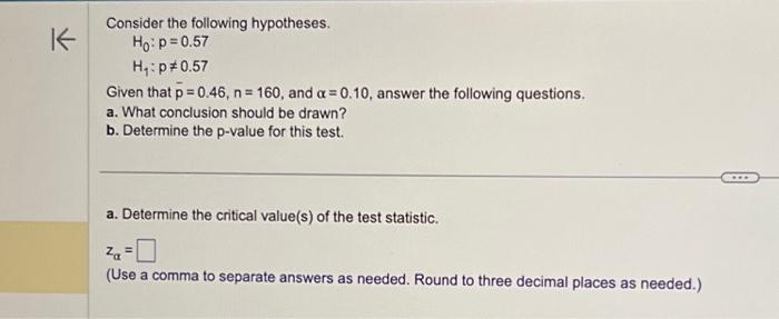 Solved Consider the following hypotheses. | Chegg.com