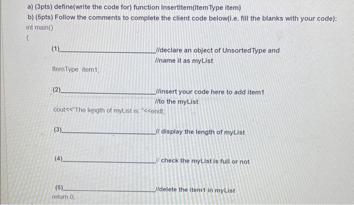 Solved Given The Class Specification Of Unsorted Type As