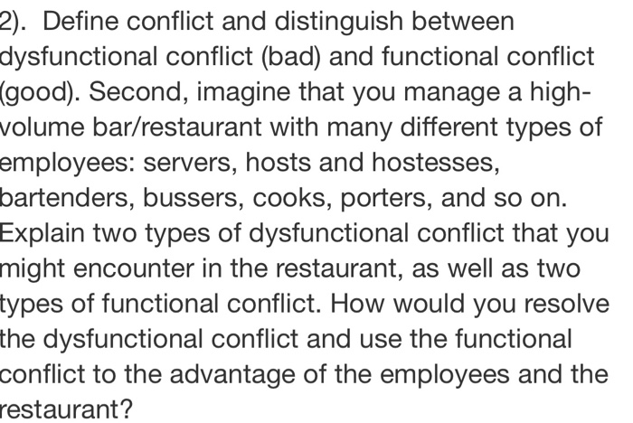 Solved 2). Define conflict and distinguish between | Chegg.com