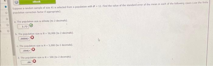 Solved Suppose a random sample of size 41 is selected from a | Chegg.com