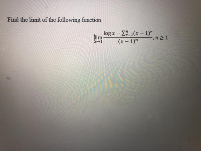 Solved Find the limit of the following function. lim | Chegg.com