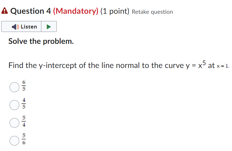 Solved A Question 4 (Mandatory) (1 ﻿point) ﻿Retake | Chegg.com