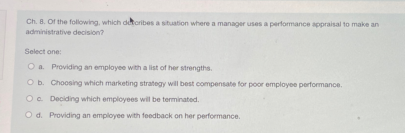 Solved Ch. 8. ﻿Of the following, which detcribes a situation | Chegg.com